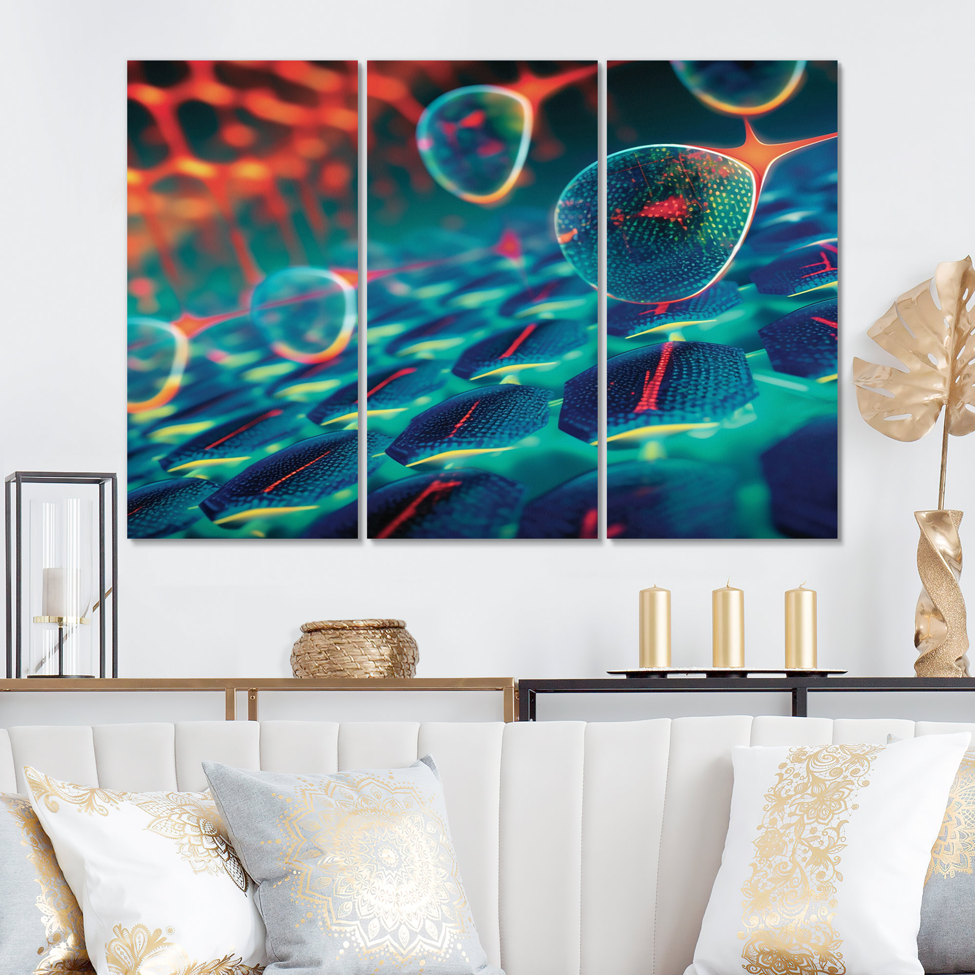 Ivy Bronx Infinity Matrix In Retro Turquoise - Fractals Canvas Art Print Set - Wayfair Canada